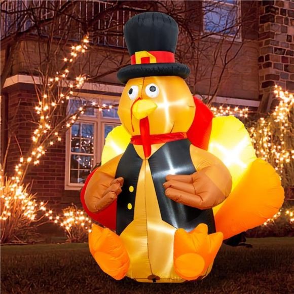 Holiday | 6ft Inflatable Turkey Blow Up Turkey Builtin Led Lights ...